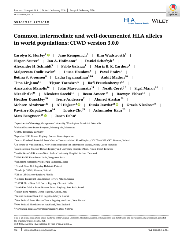 (PDF) Common, intermediate and well‐documented HLA alleles in world ...
