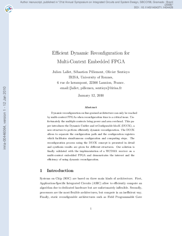 Pdf Multi Context Embedded Fpga