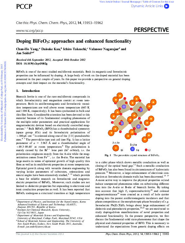 (PDF) Doping BiFeO3: approaches and enhanced functionality