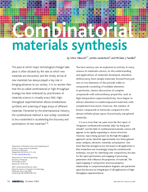 (PDF) Combinatorial materials synthesis