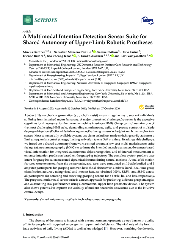 (PDF) A Multimodal Intention Detection Sensor Suite for Shared Autonomy ...