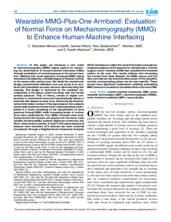 (PDF) Wearable MMG-Plus-One Armband: Evaluation of Normal Force on ...
