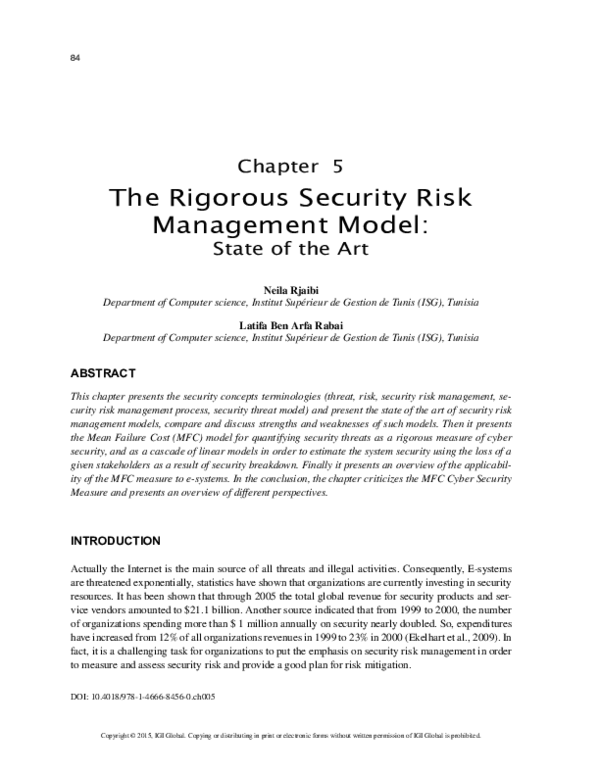 Pdf The Rigorous Security Risk Management Model