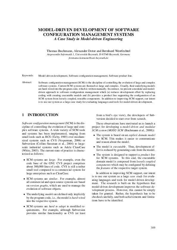 (PDF) Model-Driven Development of Software Configuration Management Systems