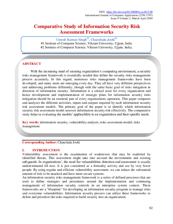 (PDF) Comparative Study of Information Security Risk Assessment Models ...