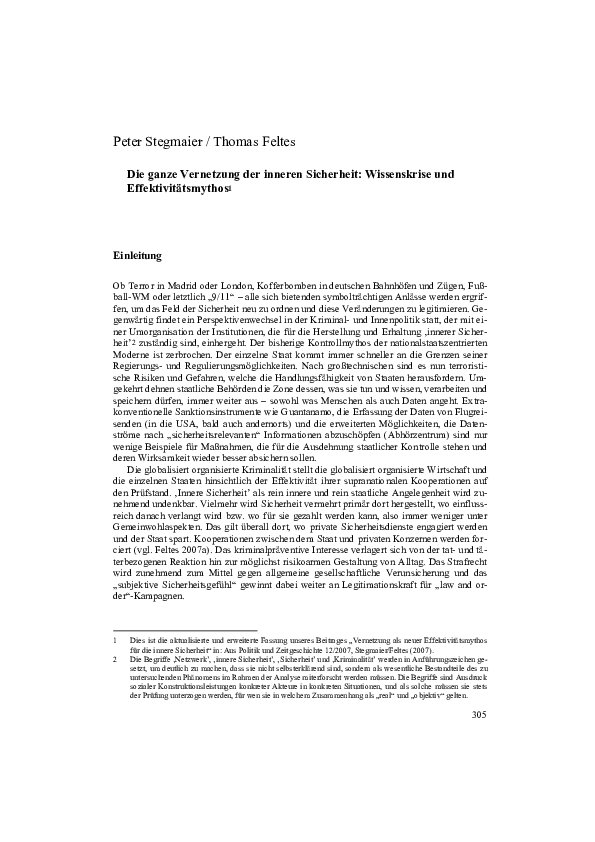 (PDF) Die ganze Vernetzung der inneren Sicherheit: Wissenskrise und ...