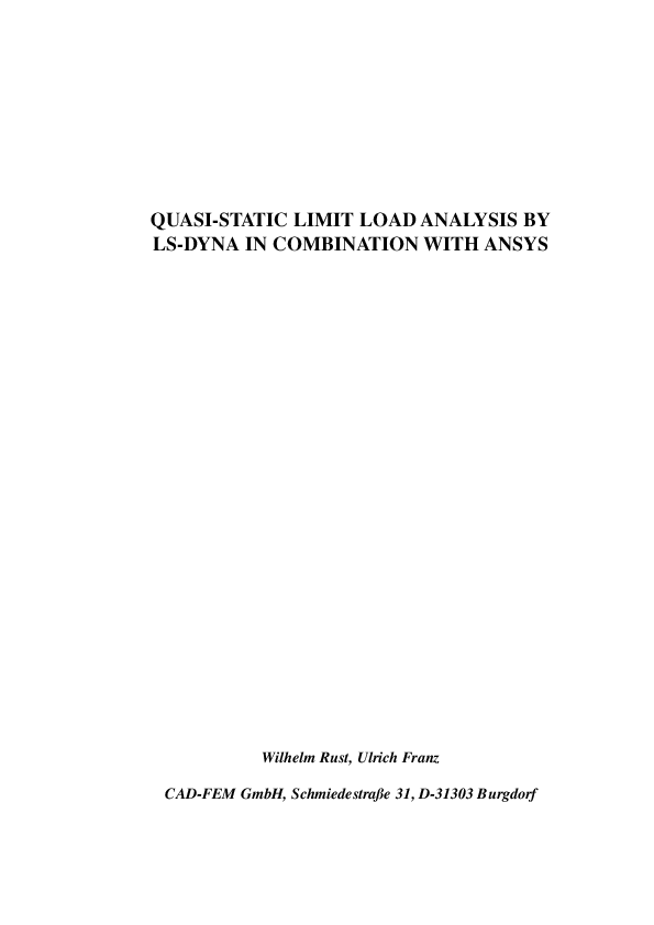 (PDF) Quasi-Static Limit Load Analysis by LS-Dyna in Combination with Ansys
