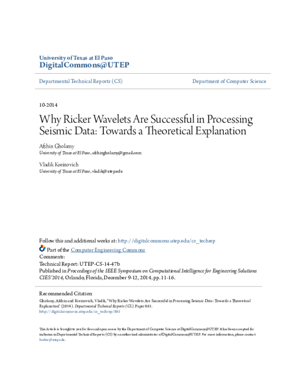 (PDF) Why Ricker wavelets are successful in processing seismic data ...