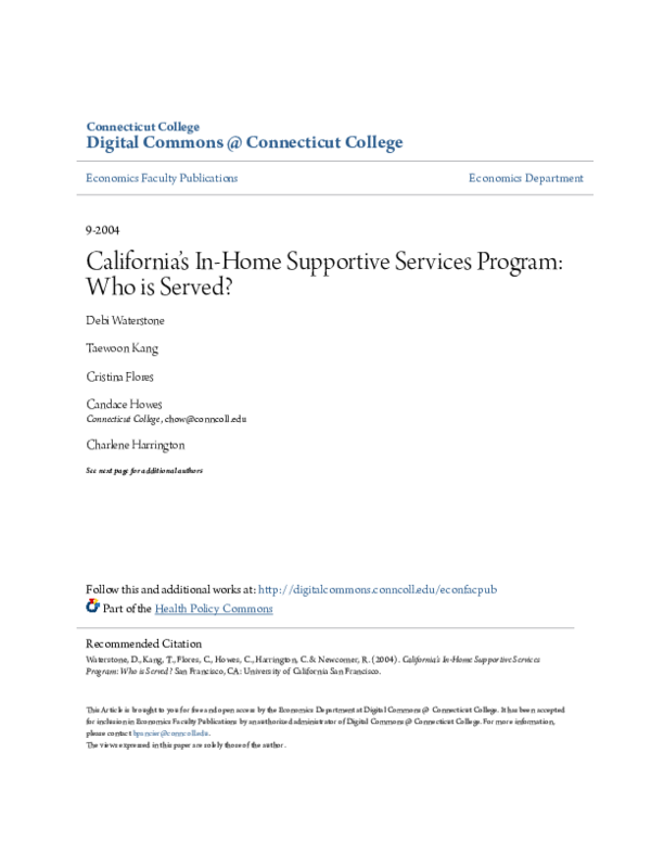 (PDF) California’s In-Home Supportive Services Program: Who is Served ...