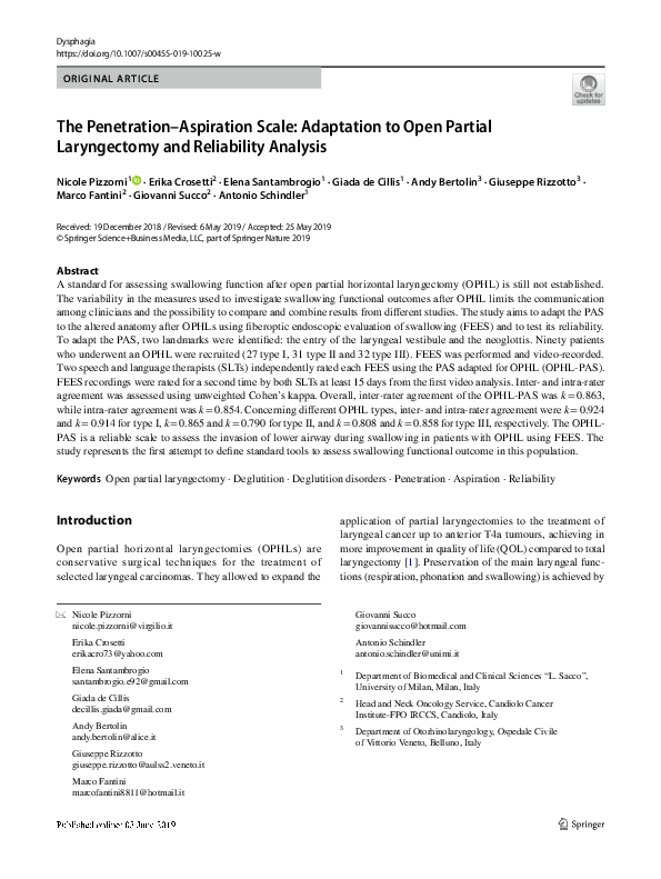 (PDF) The Penetration–Aspiration Scale: Adaptation to Open Partial ...