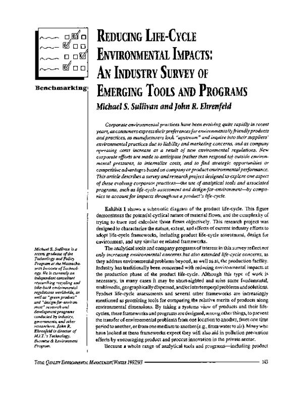 (PDF) Reducing life-cycle environmental impacts: An industry survey of ...