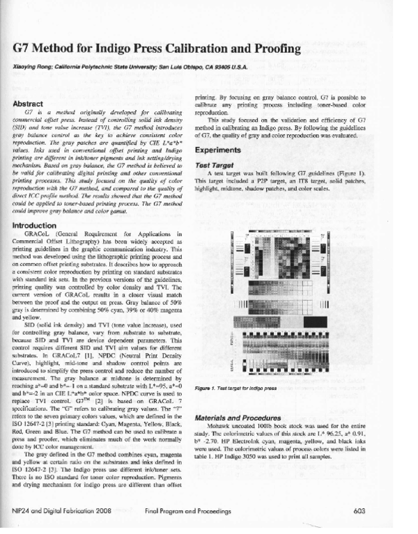 (PDF) G7 Method for Indigo Press Calibration and Proofing