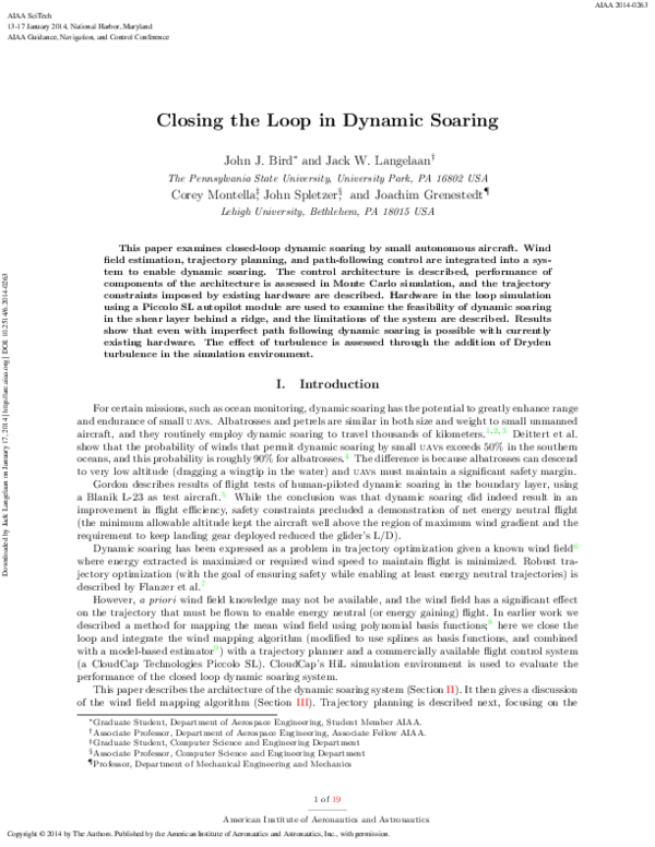(PDF) Closing the Loop in Dynamic Soaring
