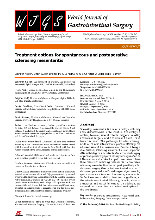 (PDF) Treatment options for spontaneous and postoperative sclerosing ...