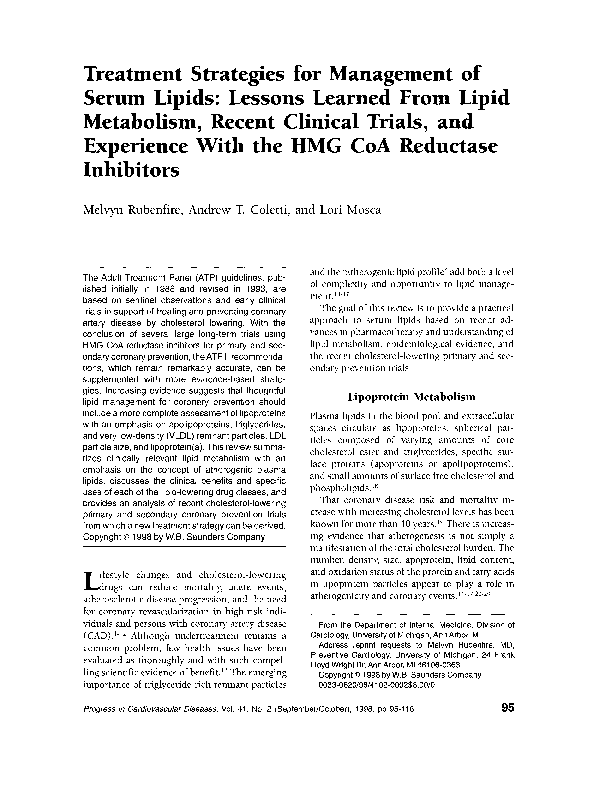 (PDF) Treatment strategies for management of serum lipids: lessons ...