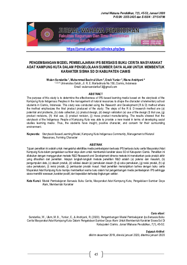 (PDF) Pengembangan Model Pembelajaran Ips Bersasis Buku Cerita Masyarakat Adat Kampung Kuta ...