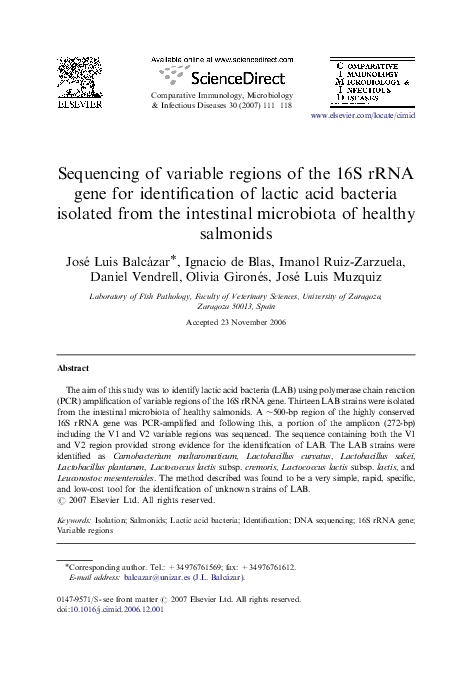 (PDF) Sequencing of variable regions of the 16S rRNA gene for ...