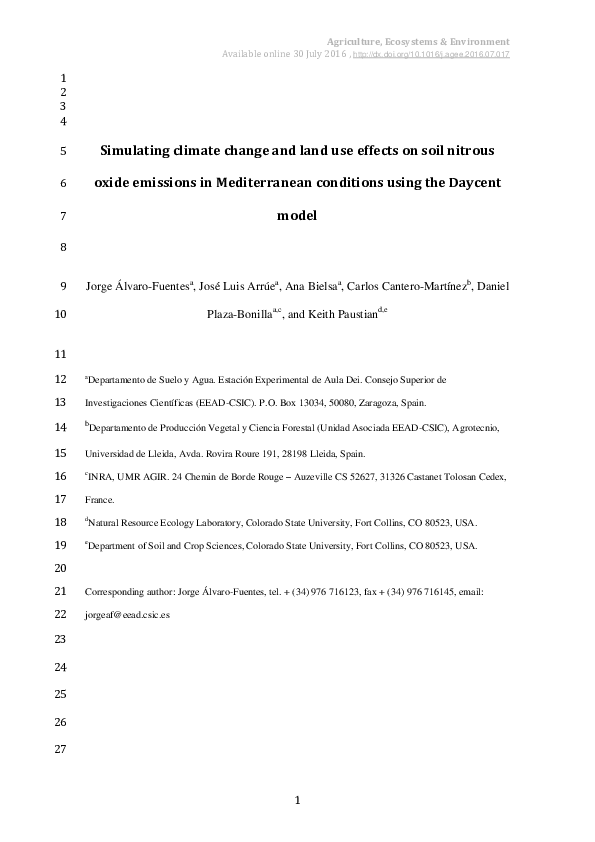 (PDF) Simulating climate change and land use effects on soil nitrous oxide emissions in ...