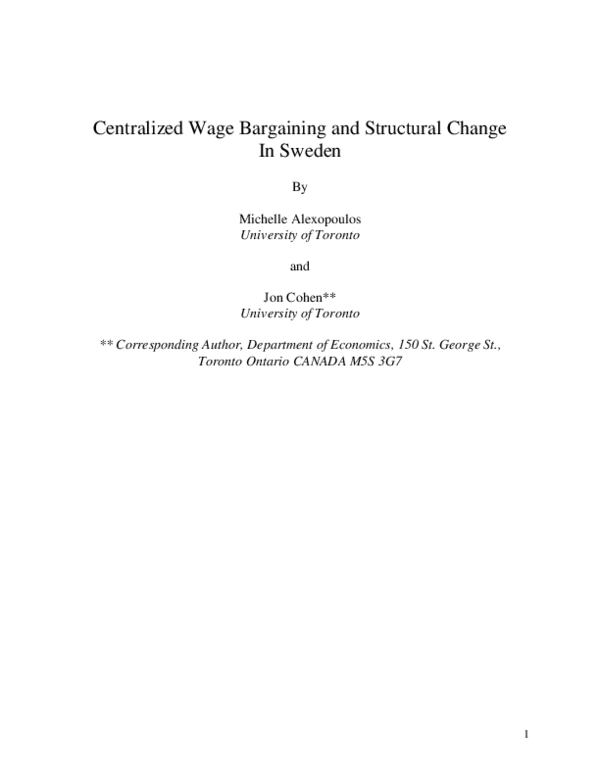 (PDF) Centralised wage bargaining and structural change in Sweden