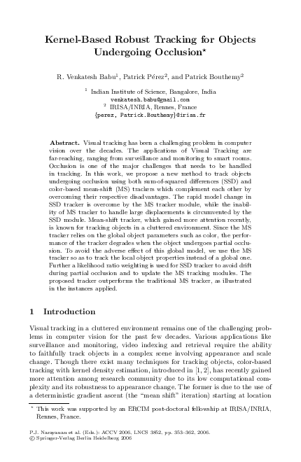 (PDF) Kernel-Based Robust Tracking for Objects Undergoing Occlusion