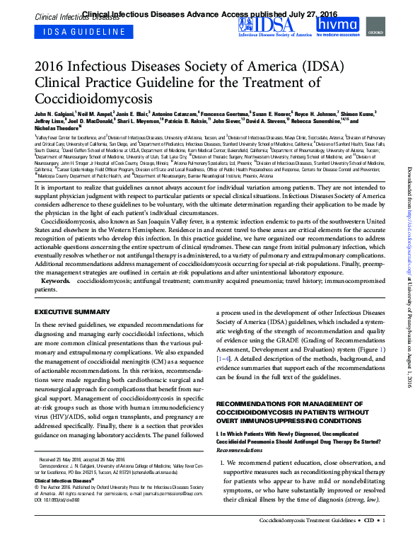 (PDF) 2016 Infectious Diseases Society of America (IDSA) Clinical ...