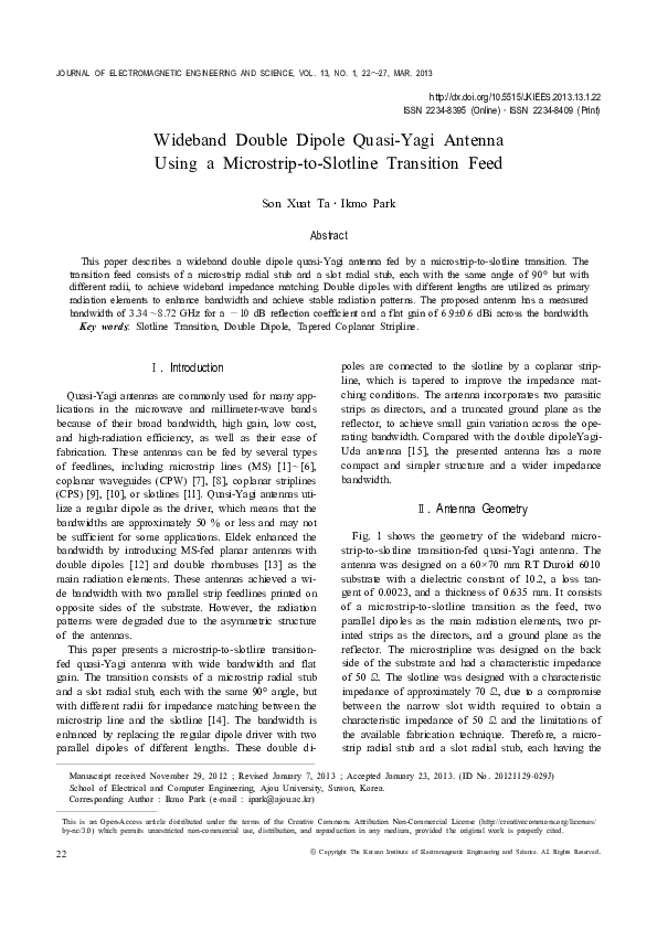 (PDF) Wideband Double Dipole Quasi-Yagi Antenna Using a Microstrip-to ...