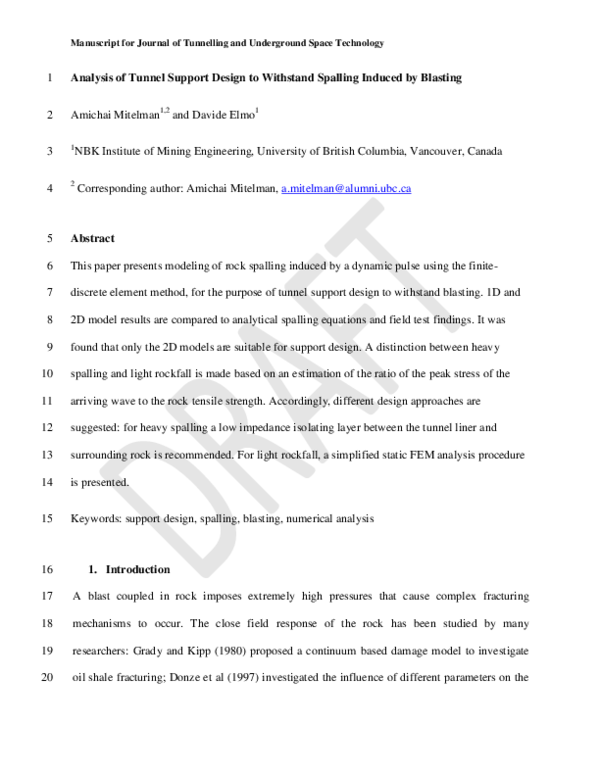 (PDF) Manuscript for Journal of Tunnelling and Underground Space ...