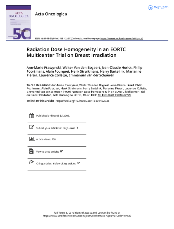 (PDF) Radiation Dose Homogeneity in an EORTC Multicenter Trial on ...