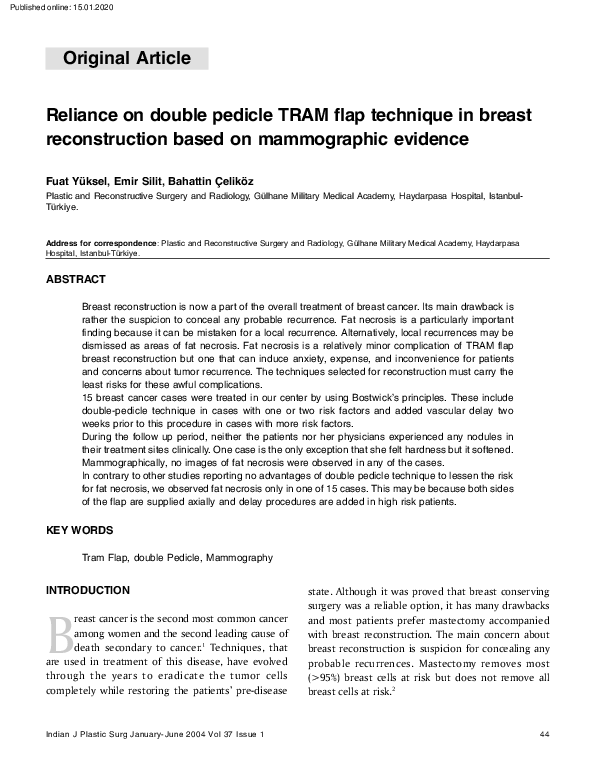 (PDF) Reliance on double pedicle TRAM flap technique in breast ...