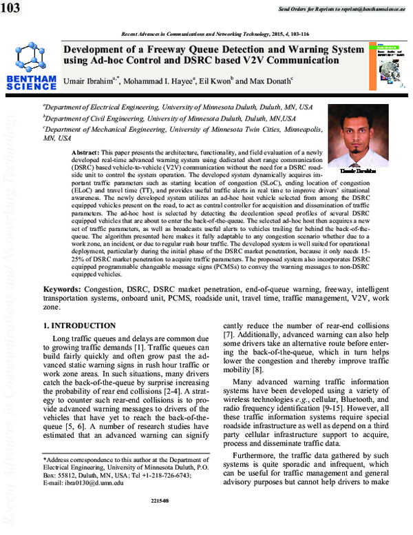 (PDF) Development of a Freeway Queue Detection and Warning System using ...
