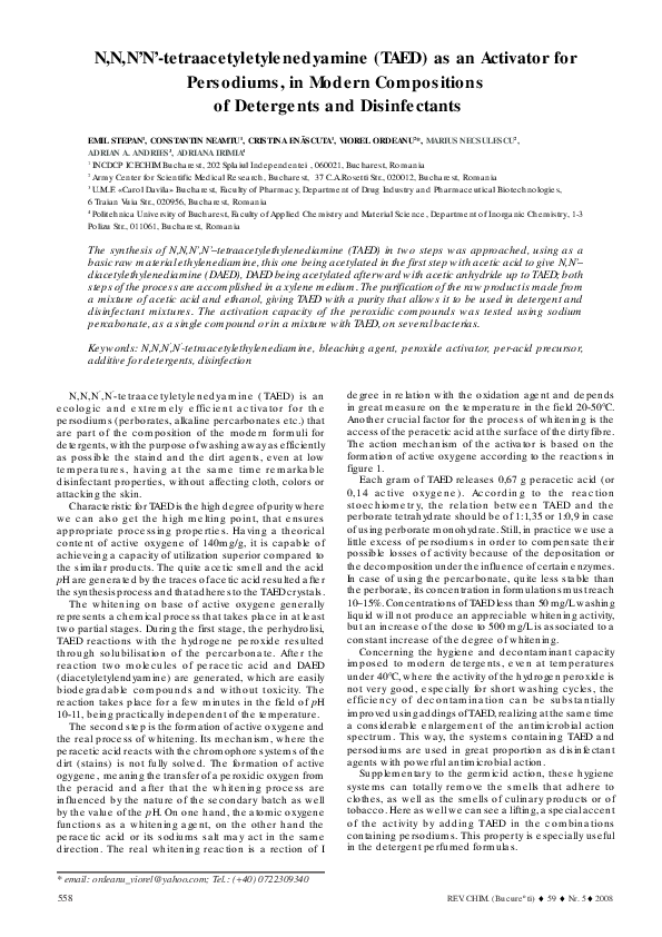 (PDF) N,N,N N -tetraacetyletylenedyamine (TAED) as an Activator for ...