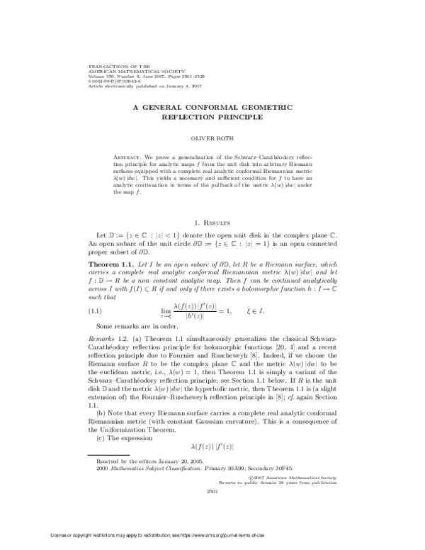 (PDF) A General Conformal Geometric Reflection Principle