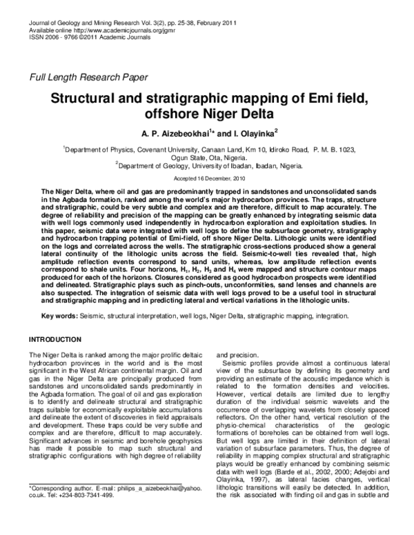 (PDF) Structural and stratigraphic mapping of Emi field, offshore Niger ...