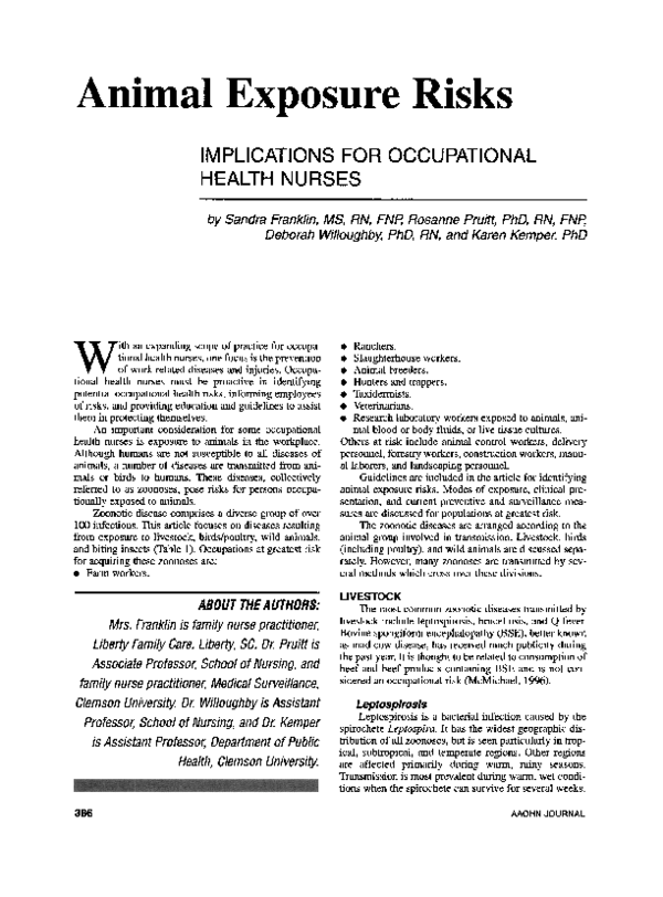 (PDF) Animal Exposure Risks