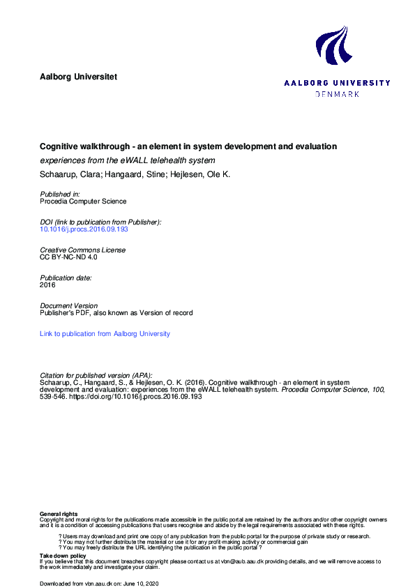 (PDF) Cognitive Walkthrough: An Element in System Development and ...
