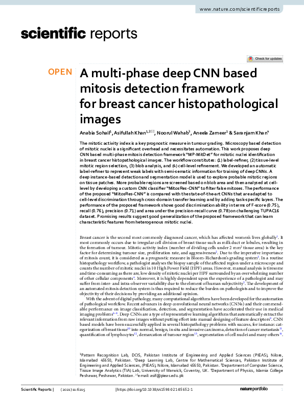 Pdf A Multi Phase Deep Cnn Based Mitosis Detection Framework For
