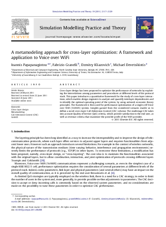 (PDF) Cross-Layer Optimization for Voice over WiFi