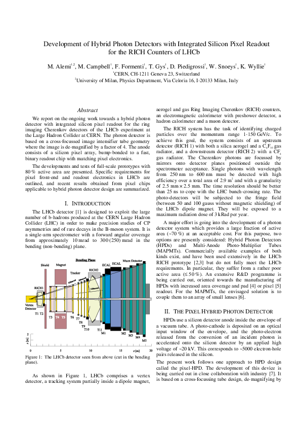 (PDF) Development of hybrid photon detectors with integrated silicon pixel readout for the RICH ...