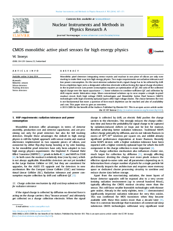 (PDF) CMOS monolithic active pixel sensors for high energy physics