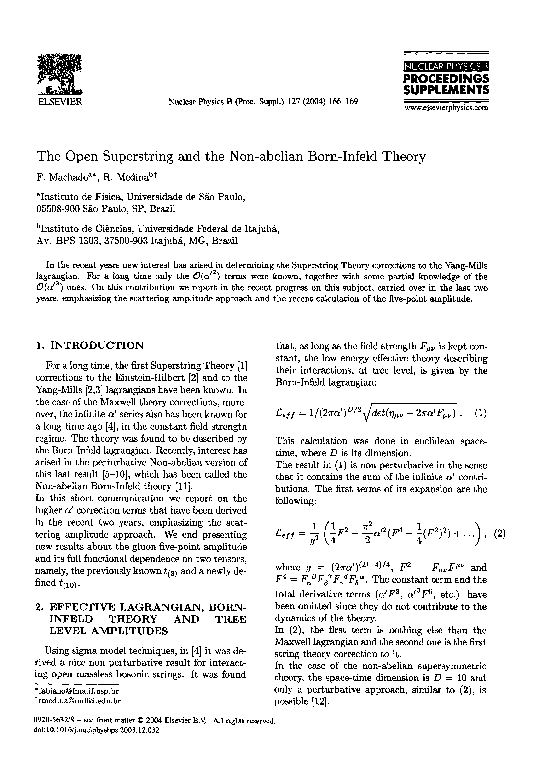 (PDF) The open superstring and the non-abelian born-infeld theory