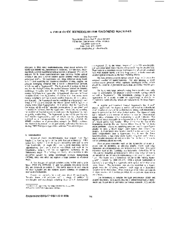 (PDF) Fiber Optic Hypermesh for SIMD/MIMD Networks