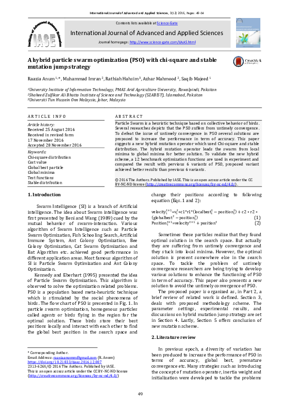 (PDF) A hybrid particle swarm optimization (PSO) with chi-square and stable mutation jump ...