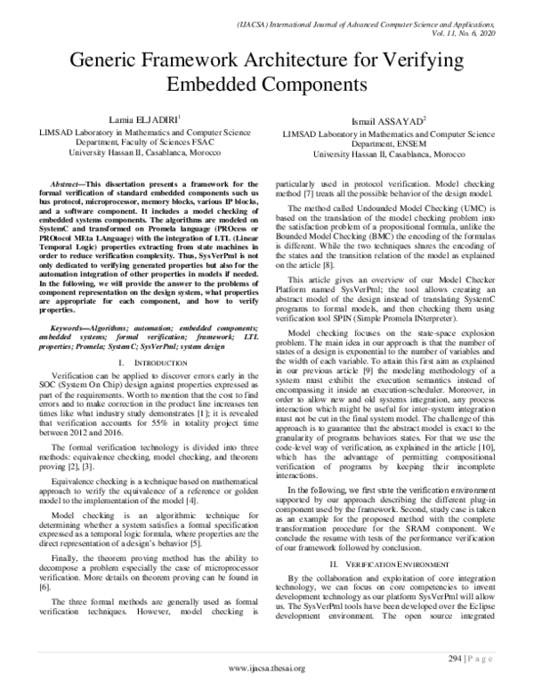 Pdf Generic Framework Architecture For Verifying Embedded Components