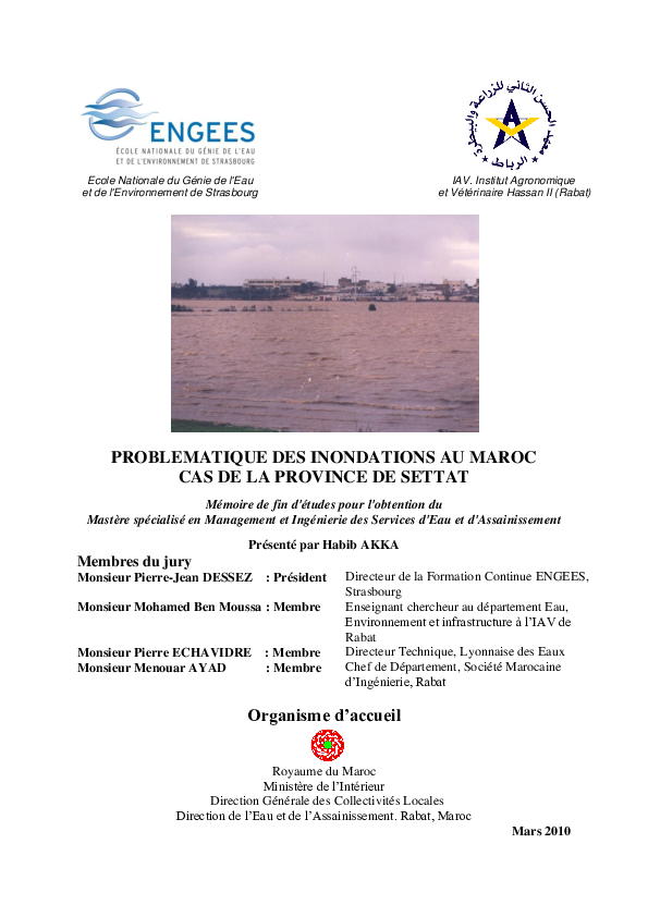 (PDF) PROBLEMATIQUE DES INONDATIONS AU MAROC CAS DE LA PROVINCE DE SETTAT