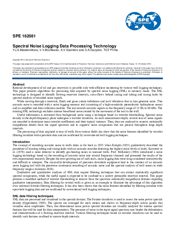 (PDF) Spectral Noise Logging Data Processing Technology