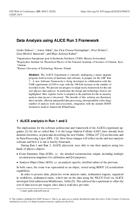 (PDF) Data Analysis using ALICE Run 3 Framework