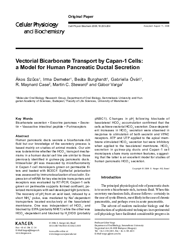 (PDF) Vectorial bicarbonate transport by capan-1 cells: A model for ...
