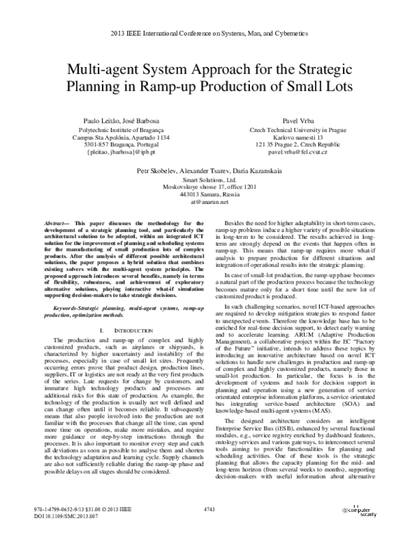 (PDF) Multi-agent System Approach for the Strategic Planning in Ramp-Up ...