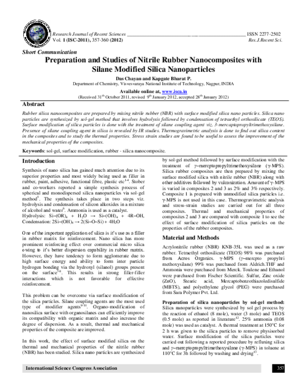 (PDF) Preparation and Studies of Nitrile Rubber Nanocomposites with ...