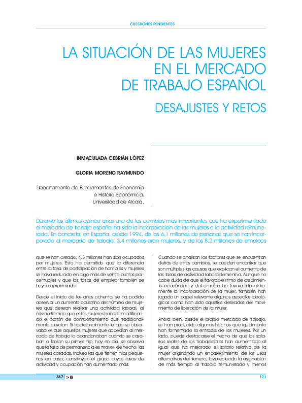 (PDF) La situación de las mujeres en el mercado de trabajo español ...